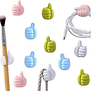 WAYUTO 12Packs Adhesive Hooks for Hanging Wall Decor Small Silicone Sticky Wall Hooks Damage Free Cord Holder Cute Hand Shape Utility Shower Hooks Hanger for Office Kitchen Bathroom