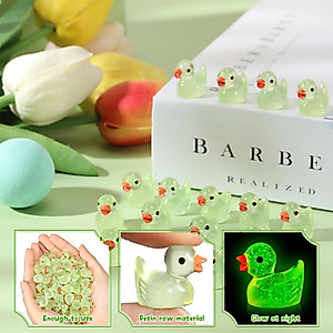 Glimin 500 Pcs Luminous Mini Resin Ducks Tiny Glow in The Dark Ducks Miniature Ducks Small Ornament Decoration for Home School Micro Garden Landscape Aquarium Ornament Dollhouse Accessories(Green)