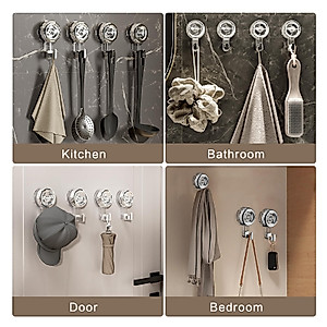 Suction Cup Hooks for Shower, Bathroom, Kitchen, Glass Door, Mirror, Tile – Loofah, Towel, Coat, Bath Robe Hook Holder for Hanging up to 11 lbs – Waterproof,2 Pack Removable & Reusable (clear lucite)