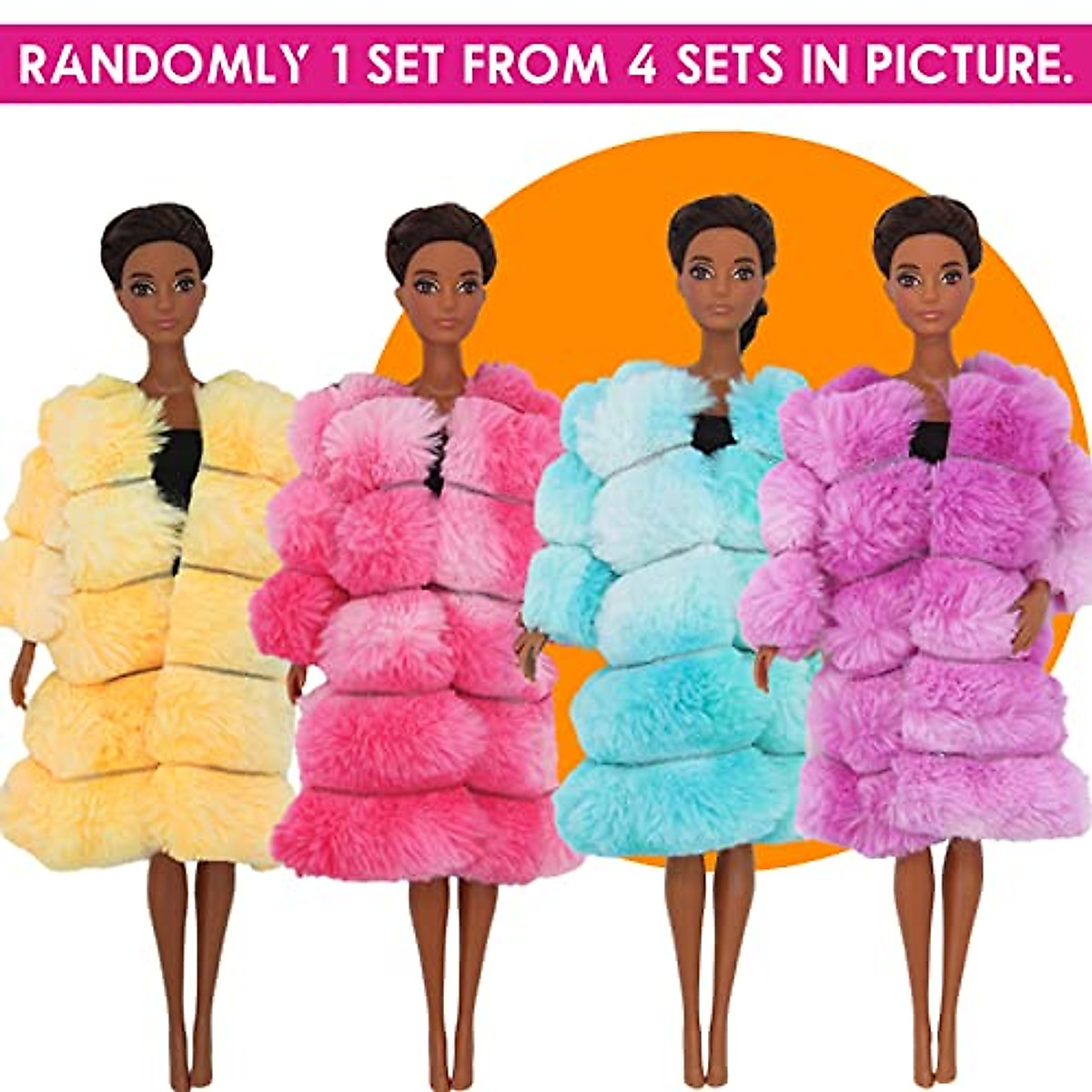 ZTWEDEN Doll Clothes Fur Winter Coat Jacket Set for 30cm Girl Doll, 11.5 inches Fashion Doll Dress Tops Trousers Skirts T-Shirt Hat Outfit for 11.5'' Girl Doll for Birthday