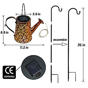 Solar Watering Can with Cascading Lights Waterproof Metal Enchanted Watering Can Solar Waterfall Lights for Outdoor Garden Decor Yard Decorations Pathway Lawn Romantic Atmosphere Lighting