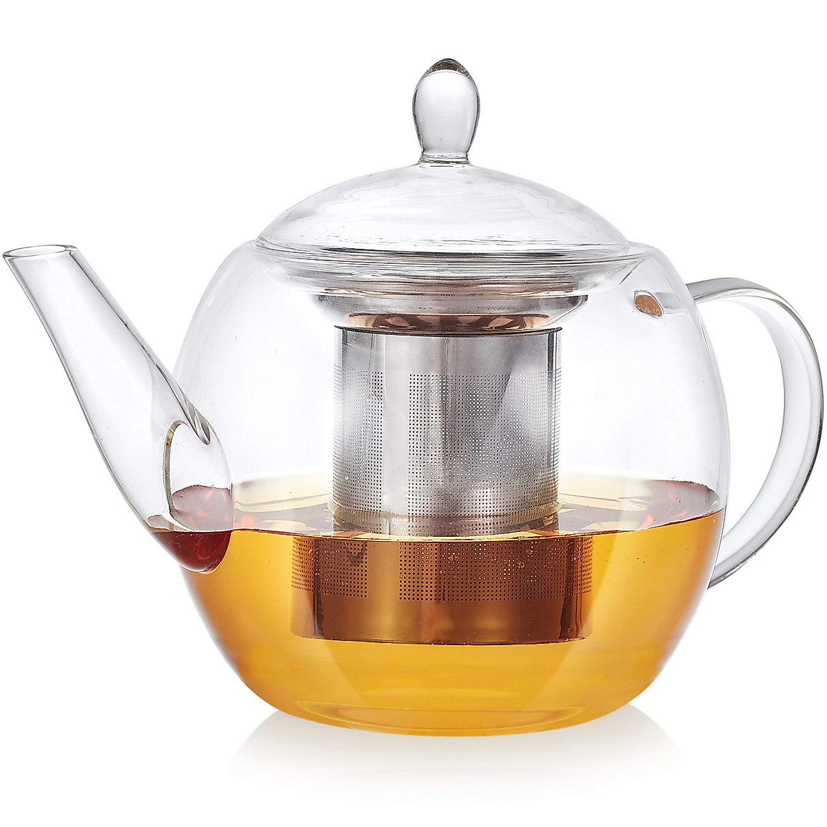 Teabloom Prague Glass Tea Maker & Warmer Set – Large Capacity (45 oz) – Heatproof Borosilicate Glass Teapot with Removable Stainless Steel Loose Tea Infuser – Stovetop Safe Kettle