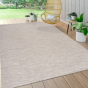 JONATHAN Y TSN100E-5 Ethan Modern Flatweave Solid -Indoor/Outdoor Area Rug, Casual, Contemporary, Coastal Easy-Cleaning,Bedroom,Kitchen,Backyard,Patio,Non Shedding, Light Gray, 5 X 8