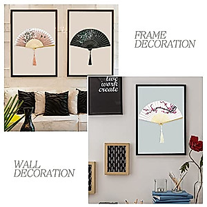 Zonon Handheld Floral Folding Fans Cherry Blossom Pattern Hand Held Fans Silk Bamboo Fans with Tassel Women's Hollowed Bamboo Hand Holding Fans for Women and Men (4 Pieces)