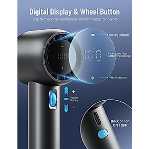 CuzyFeelin Portable Fan - High Speeds 14500RPM Mini Turbo Handheld Fans with Digital - [16H Cooling] USB Rechargeable Battery Powered Personal Fan, Gifts for Men/Women, Travel/Camping Essentials