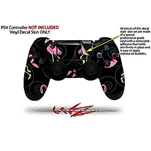 WraptorSkinz Skin Compatible with Sony PS4 Dualshock Controller PlayStation 4 Original Slim and Pro Flamingos on Black (Controller NOT Included)