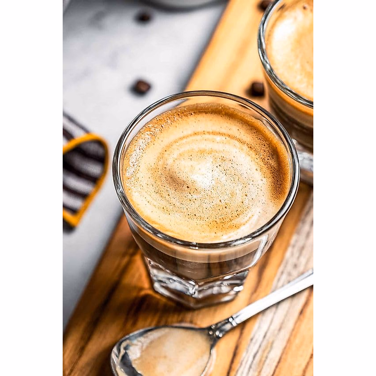 Necessia Heat-Treated Tempered Rim Cortado/Espresso/Gibraltar Glasses, Set of 2, 4.5 oz