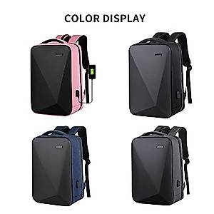 JohnMojie 17" Gaming Laptop Backpack Hard Shell Slim Student Backpack with Built-in USB Charging Port, External Password Lock (Dark Grey)