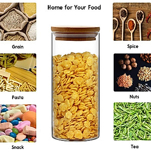 Encheng Glass Jars with Lids,Airtight Glass Food Storage Jars with Bamboo Lids,7 Pack Borosilicate Glass Pantry Storage Container for Kitchen,Pantry,Flour,Coffee,Cereal,Beans,Pasta,Powder