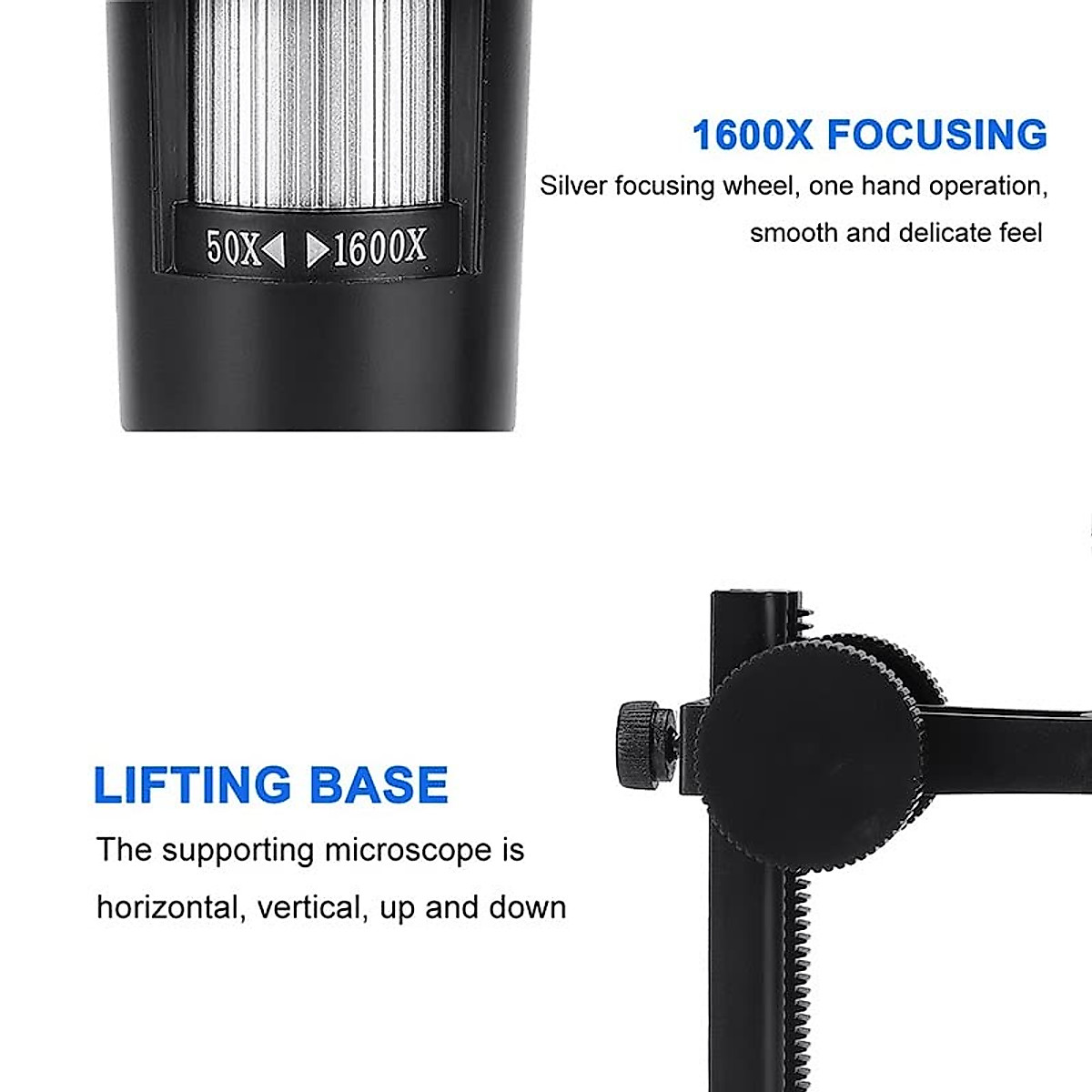 Handheld Digital Microscope Accessories 1600X USB Digital Microscope 8 LEDs 2MP Electronic Microscope Zoom Camera Magnifier Lift Stand Adapter Microscope Accessories