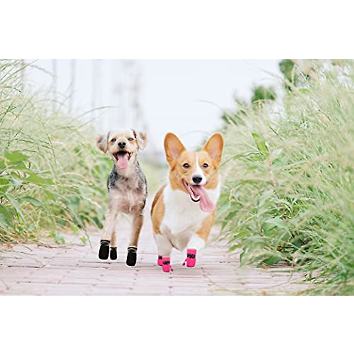 YAODHAOD Dog Shoes for Winter, Dog Boots & Paw Protectors, Fleece Warm Snow Booties for Puppy with Reflective Strip Anti-Slip Rubber Sole for Small Medium Size Dogs,Size 3: 1.5"x1.3" (L*W),Black