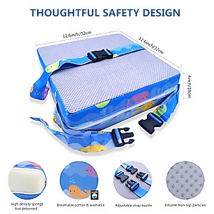 Toddler Booster Seat for Dining Table, 4inch Toddler Cushion, Portable Booster Seats Baby, Adjustable Kids Chair Heightening Booster, Washable Chair Seat Pad Mat for Kids. (Blue)