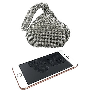 Abbie Home Triangle Full Rhinestones Women's Evening Clutch Party Prom Wedding Purse (Silver)