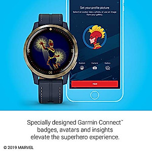 Garmin Legacy Hero Series, Marvel Captain Marvel Inspired Premium Smartwatch, Includes a Captain Marvel Inspired App Experience, Gold, 40mm (010-02172-41)