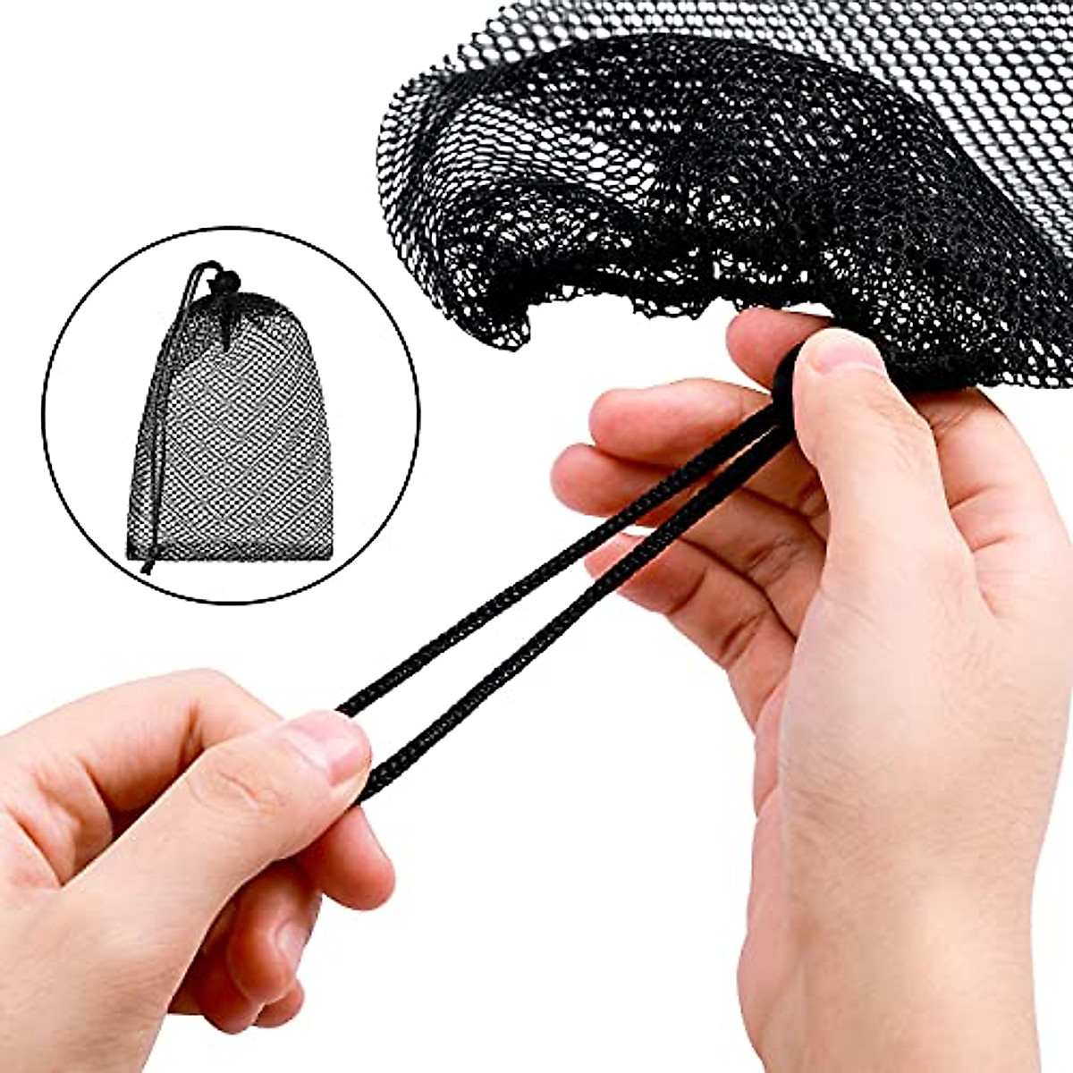 10 Pieces Mesh Bags Drawstring Laundry Bags Large Nylon Mesh Bags Small Gift Bag Dishwasher Bag with Sliding Drawstring for Kitchen Jewelry Toys Gifts Wedding Favour Home (Black, 11.8 x 7.5 Inch)