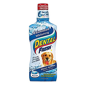 Dental Fresh Advanced Whitening Water Additive, 17oz – Dog Breath Freshener Formula to Hep Overall Dog Dental Care and Brighten Teeth