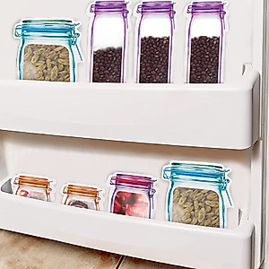 Enkrio 30Pcs Mason Jar Zipper Bags Reusable Snack Bags Portable Food Storage Snack Zipper Bags Food Saver Storage Bags Zipper Sealed Bags for Kitchen Travel Camping Picnic Organizer (5S 8M 12L 5T)