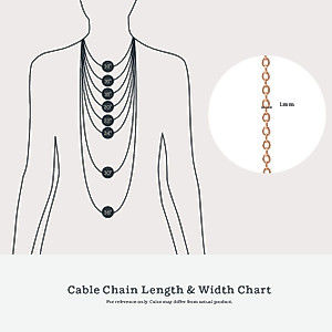 KEZEF Rose Gold Chain Necklace for Women, 1.3mm Silver Cable Chain, 18 Inch, with Spring-Ring Clasp, Italian Made