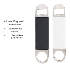 Father of the Bride/Groom - Heavy Duty Stainless Steel Flat Beer Wedding Gift Silicone Bottle Opener Set