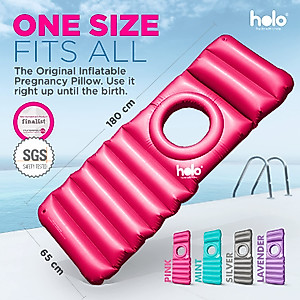 HOLO The Original Inflatable Pregnancy Pillow - Full Body Maternity Airbed/Float with Hole for Tummy - for Ultimate Sleeping Support & Comfort - Say Goodbye to Pregnancy Related Aches and Pains (Pink)