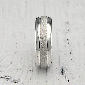100S JEWELRY White Gold Tungsten Rings For Men Women Wedding Band SandBlasted Finish Dome Edge Sizes 6-16 (Custom Text Engraving, 9)