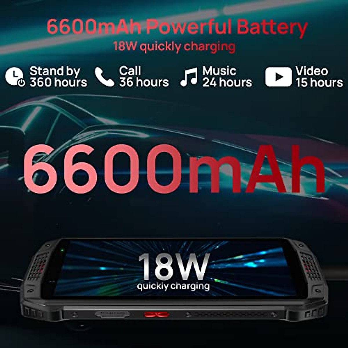 Ulefone Armor 15 Rugged Smartphone (Build-in TWS Earbuds), Android 12, Dual Stereo Speakers, 5.45'' HD+ IP68 Waterproof Mobile Phone Unlocked, 6GB+128GB, 16MP+13MP+12MP, GPS NFC FM- Black