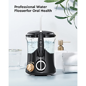 Water Flossers, 600ML Dental Water Teeth Cleaner with 8 Jet Tips for Family, 10 Adjustable Pressure, Electric Dental Pick Flosser for Teeth or Braces, Black