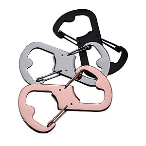 DOITOOL 3pcs Key Chain Beer Bottle Opener Carabiner Clips Beverage Keychain Ring Climbing Clasps Camping Bottle Hooks Lid Lifter Gift for Men Women Bag Home Decor （ Random Color