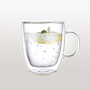 ANTOWALL 12oz Coffee Mug Insulated Clear Double Wall Glass Coffee Mugs 1 Pcs Tea Cups Fathers Gifts with Handle for Women and Man. (350ml)