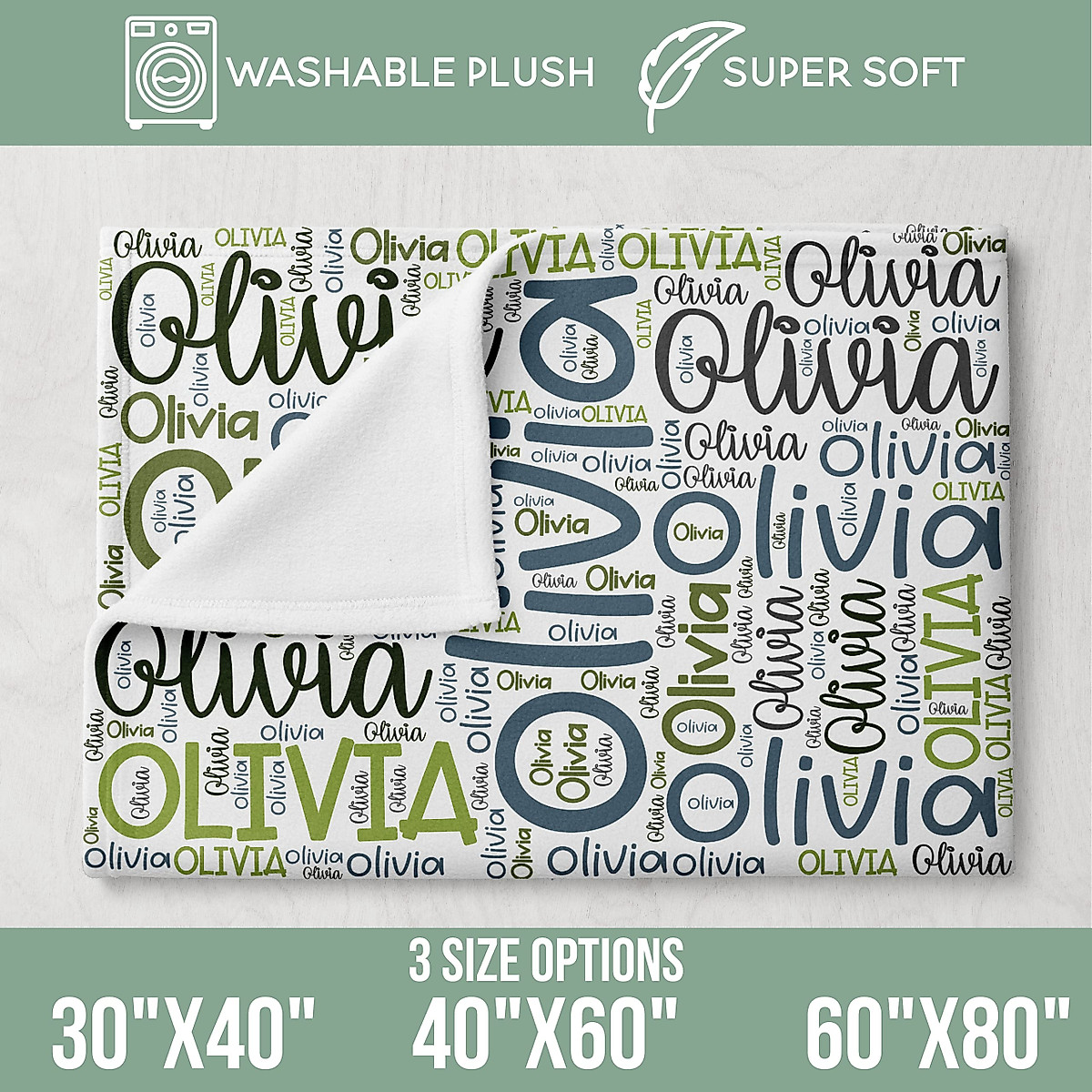 Be Burgundy Personalized Baby Blanket for Kids w/Word Art Names, 30 x 40 Inches, 12 Colors & 9 Fonts, Custom Kids Throw Blankets