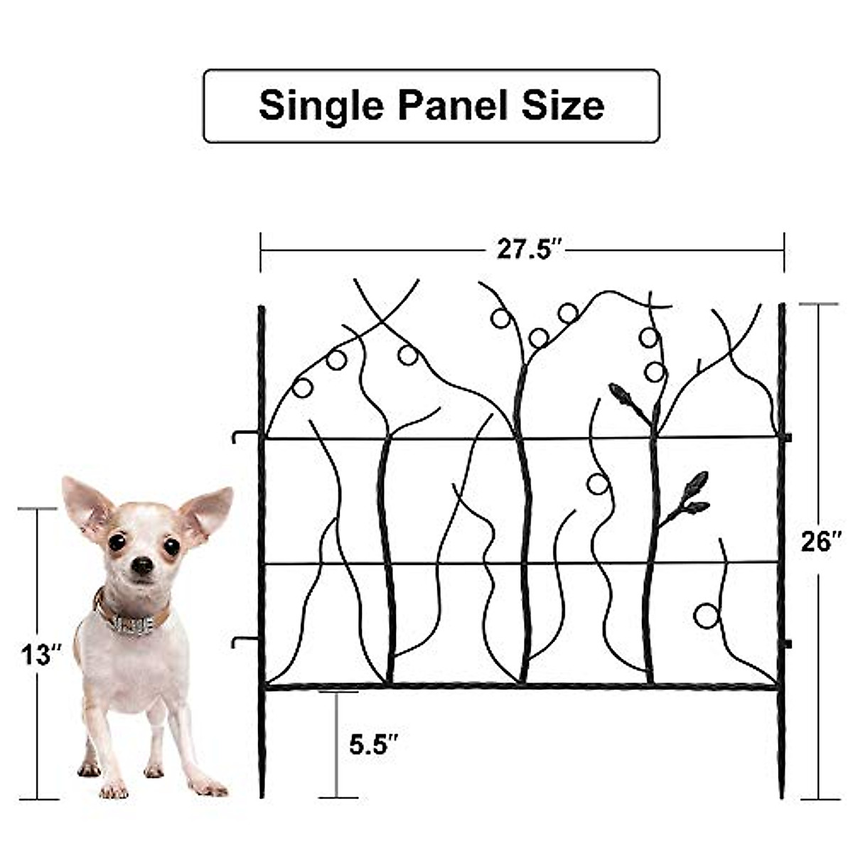 Amagabeli 5 Panels Decorative Garden Fence 11.5ft (L) x 26in (H) Outdoor Rustproof Metal Garden Fencing Border Fence Animal Barrier for Dog Iron Folding Edge Wire for Patio Landscape Flower Bed ET082
