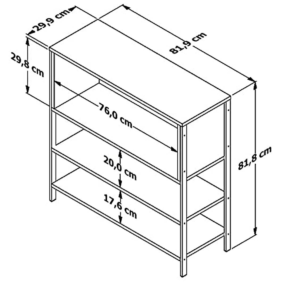 PLAYCON Decorative Open Shelf Unit and Display Cabinet, for Living Room, Study Room or Else, 32(11/16)" Wide, Innovative Textured PVC White Wood Veneer Looking Finishing