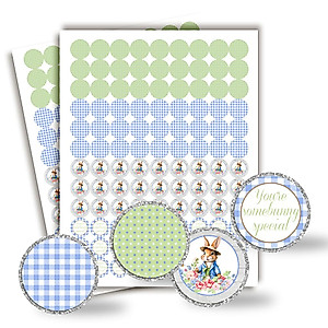 You* *re Some Bunny Special Little Rabbit Birthday Kiss Sticker Labels for Boys, 300 Party Circle Sticker sized 0.75* * for Chocolate Drop Kisses by AmandaCreation, Great for Party Favors, Envelope