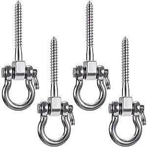 SELEWARE Heavy Duty 180° Swing Hangers, Stainless Steel Eye Screw Bracket, 1800 LB Capacity Playground Yoga Hammock Rope Tire Web Chair Sandbag Punching Bag Porch Swing Sets (4 Pack)
