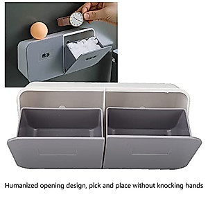 Wall Mounted Qtip Holder, 2 Grids Clamshell Dust Proof Cotton Swab Holder for Home Kitchen Bathroom Office