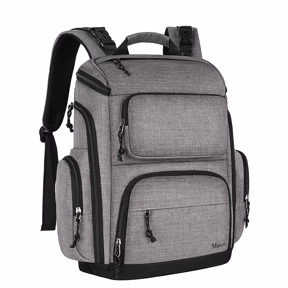 Mancro Diaper Bag Backpack, Multifunctional Travel Dad Diaper Bag with Insulated Pockets, Large Capacity Baby Diaper Backpack for Men and Women with Laptop Pocket and Stroller Straps, Grey
