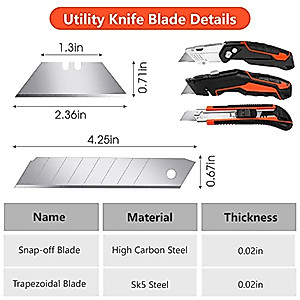DIYSELF 3 Pack Box Cutter, Heavy Duty Utility Knife for Cardboard, Box Cutters Razor Knife for Construction, Work, Box Opener Cardboard Cutter for Warehouse, Office, Shop, Box Knife Exacto Knife
