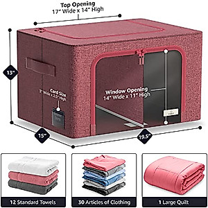 Sorbus Storage Bins with Divided Interior - Large Stackable & Foldable Organizer Containers with Metal Frame, Oxford Fabric, Large Window & Carry Handles - Organization for Bedroom, Linens, Clothes & More