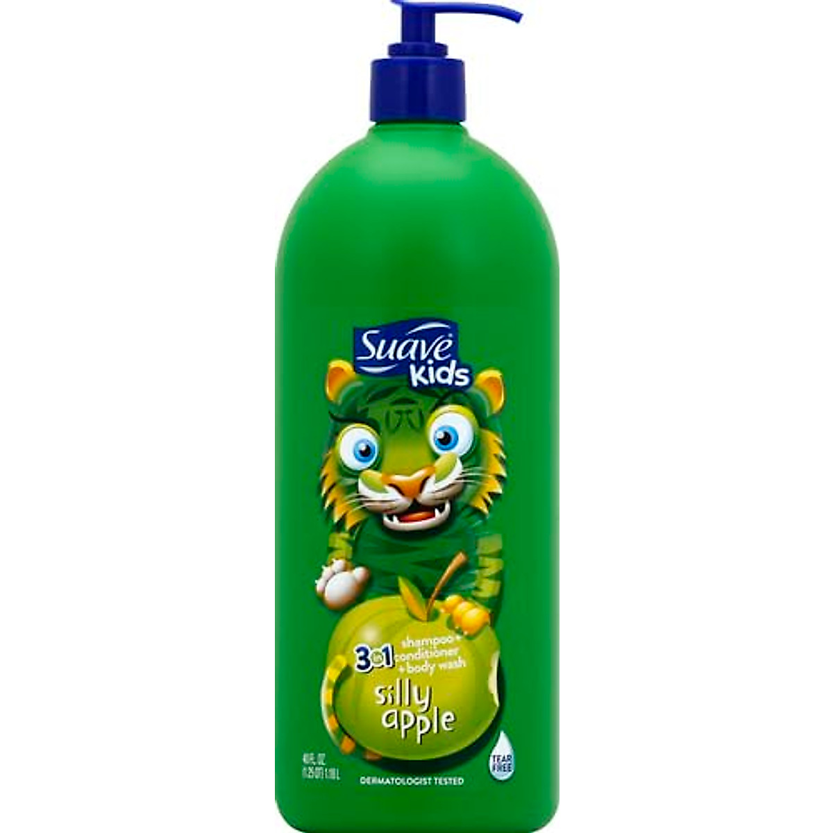 Suave Kids 3-in-1 Shampoo, Conditioner, Body Wash For Tear-Free Bath Time, Silly Apple, Dermatologist-Tested Kids Shampoo 3-in-1 Formula 40 oz