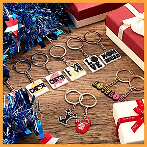 Henoyso 36 Pcs Cheerleading Gifts for Girls Cheer Keychains Bulk Cheerleader Backpack and Purse Charms for Women Team Jewelry Accessories Bag Decorations