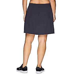 RBX Active Women's Plus Size Skort, Stretch Woven Golf/Tennis/Pickleball Skirt with Attached Bike Short, Zipper Pocket S21 Charcoal 1X