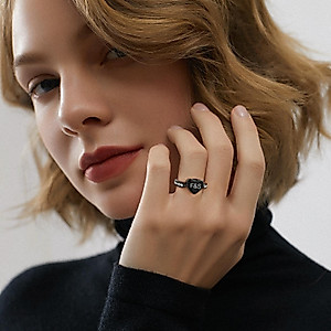 KeyStyle Heart Cremation Urn Rings For Women, Stainless Steel Heart Memorial Ring Size 8