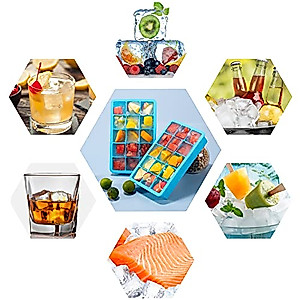 2 Pack Ice Cube Trays, ZDPMK Silicone Ice Cube Trays Molds，Easy Release Flexible Ice Cube Molds 15 Ice Cubes Tray for Freezer，Cocktail，Whiskey，Reusable & BPA Free