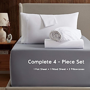 Nestl Full Size Sheet Sets - 4 Piece Full Size Sheets, Deep Pocket, Hotel Luxury, Extra Soft, Breathable and Cooling, White Bed Sheets for Full Size Mattress