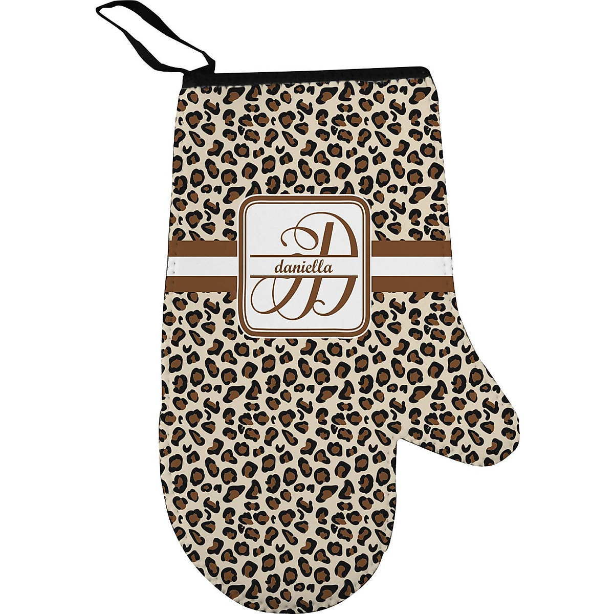 Personalized Leopard Print Right Oven Mitt & Pot Holder Set w/Name and Initial