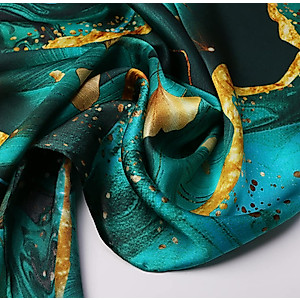 Women's Pure Mulberry Silk Scarf Floral Print Satin Long Scarf Wrap Shawl (mzyy05)