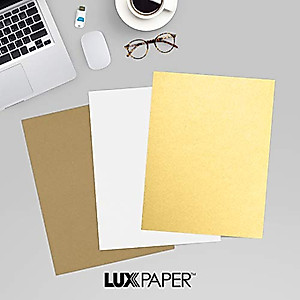 LUXPaper 8.5” x 11” Paper for Crafts and Printing in 80lb. Gold Metallic, Scrapbook and Office Supplies, 50 Pack (Gold)