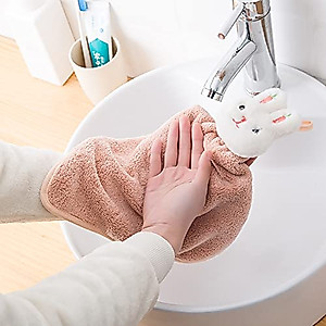 VSER 4 Pack Hanging Hand Towels for Bathroom&Kitchen,Ultra Thick Hand Towel with Hanging Loop,Cute Child/Kids Microfiber Rabbit Hand Towels.Soft,Absorbent,Fast Drying,Reusable,Stylish&Attractive