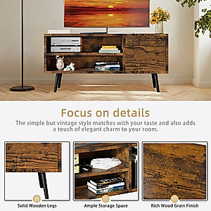 Vongrasig TV Stand for 55 Inch TV, Entertainment Center, Media Console Table with Open Shelves and Storage Drawer for Bedroom, Living Room, Wood Modern Farmhouse Television Stands, Rustic Brown