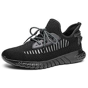 Furuian Steel Toe Shoes for Men Comfortable Safety Shoes Non Slip Steel Toe Sneakers Mens Work Shoes Black Size M12/W13.5